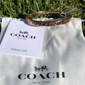 Coach | Jewelry | Coach Bangle Pave Bracelet Rose Gold Hinged | Poshmark
